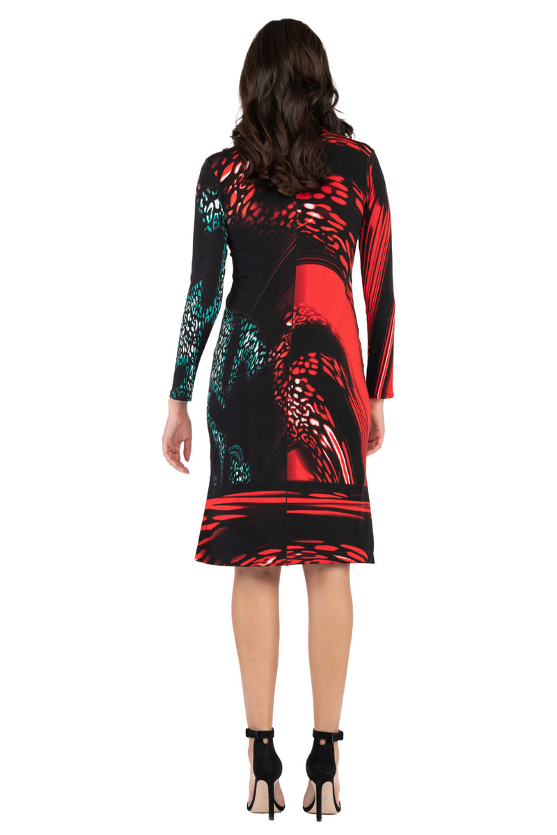 Hemmed BTM Mock Neck 2 Slit L/SLV Dress – EvaVarro