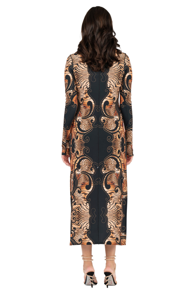 Kadas Mock Neck High Slit Fitted Extra Long SLV Dres – EvaVarro