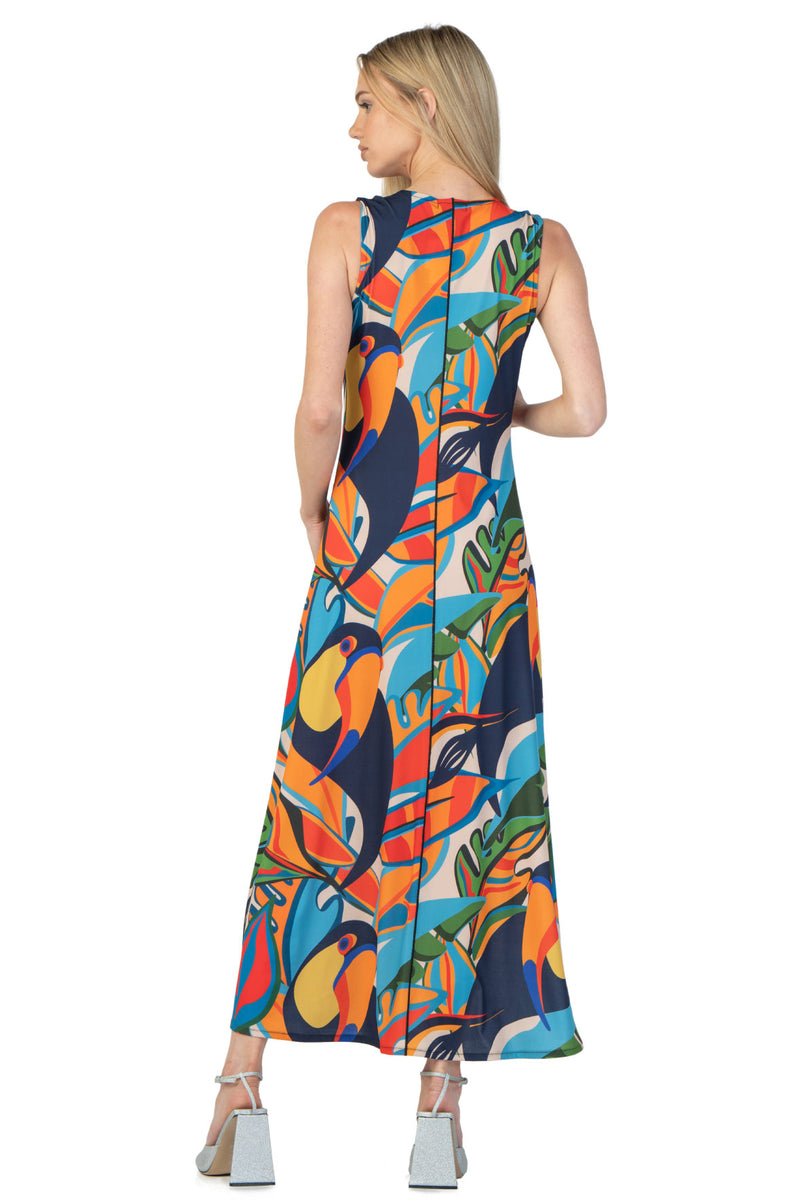 Sleevless A Line Long Curved Hemline Dress – EvaVarro