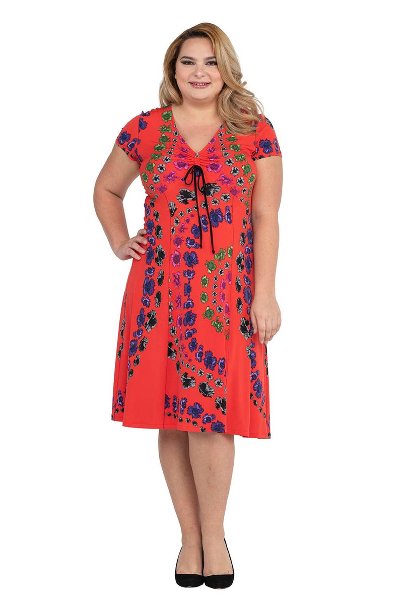 Plus Size Unlined Tie Frong 6 Gores Dress – EvaVarro