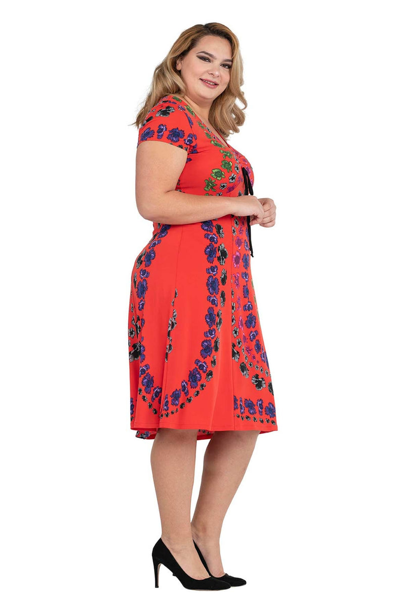 Plus Size Unlined Tie Frong 6 Gores Dress – EvaVarro